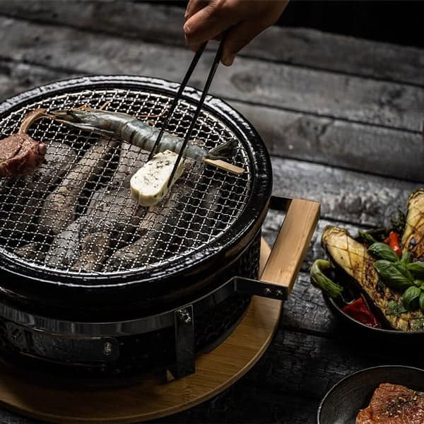 Japanese Table Top Ceramic Round Hibachi Grill